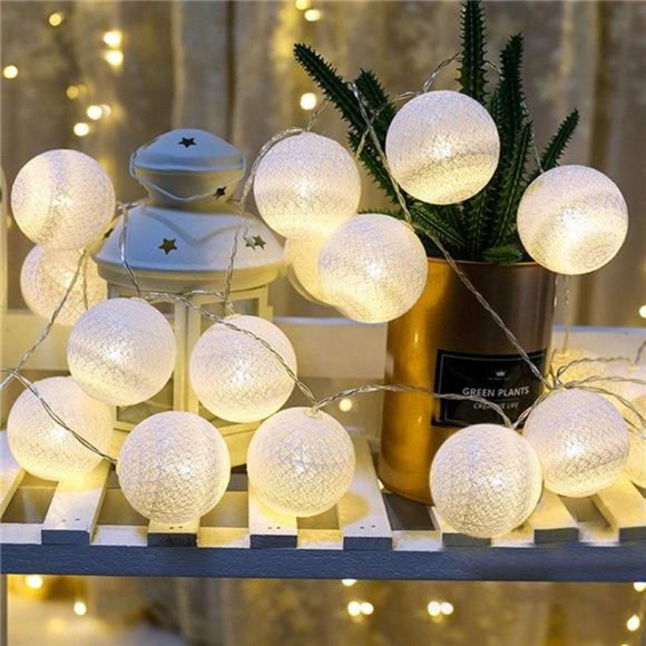 Holiday | 2 Pack Cotton Balls String Lights Battery Operated 1 Led ...